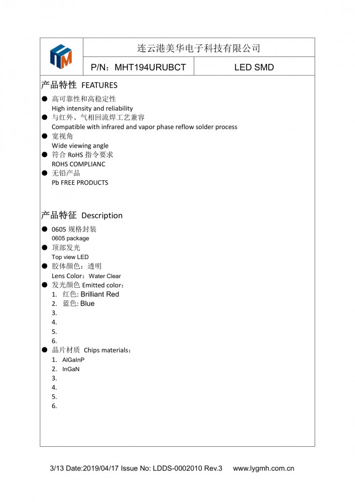 MHT194URUBCT datasheet page 3