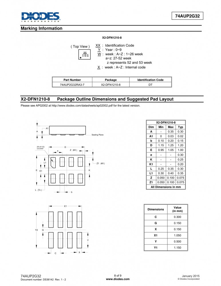 74AUP2G32RA3-7 datasheet page 8