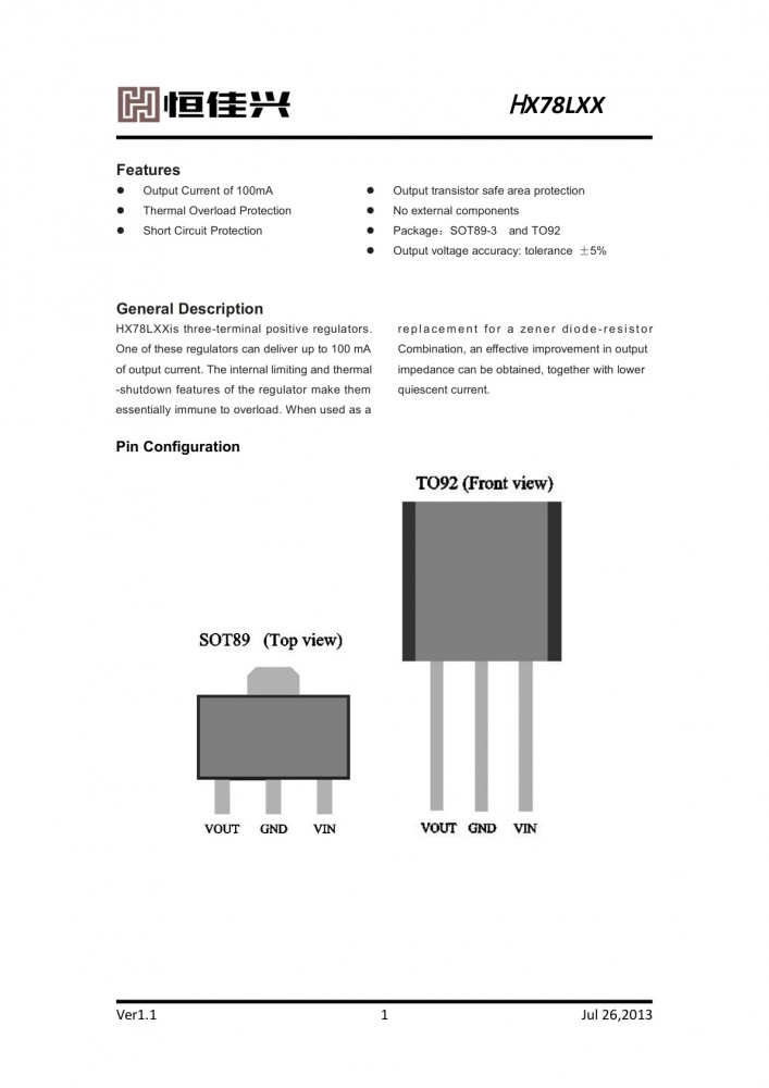 78L05 datasheet page 1