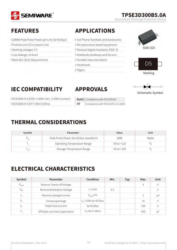 TPSE3D300B5.0A datasheet page 1