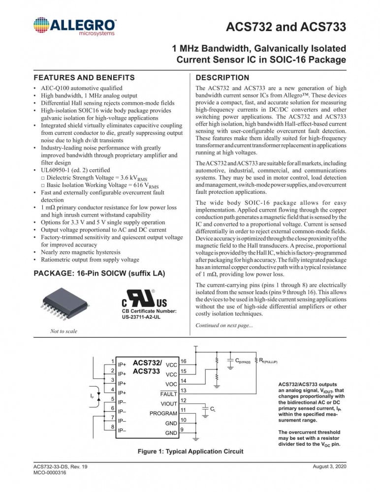 ACS733 datasheet page 1