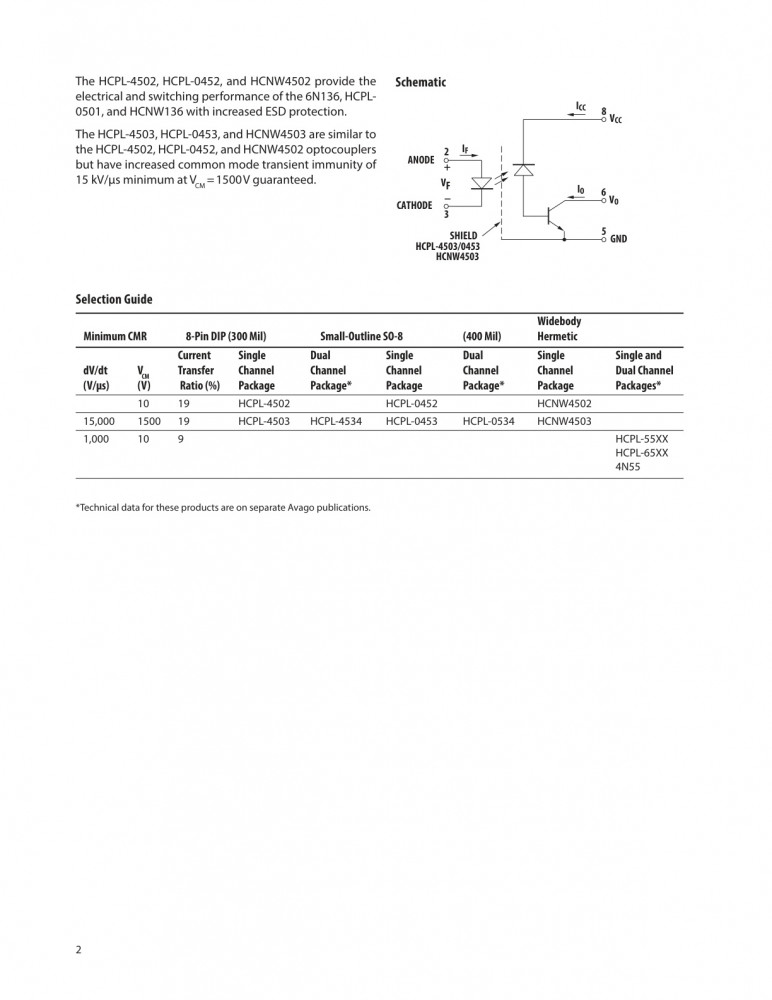 HCPL-4502 datasheet page 2