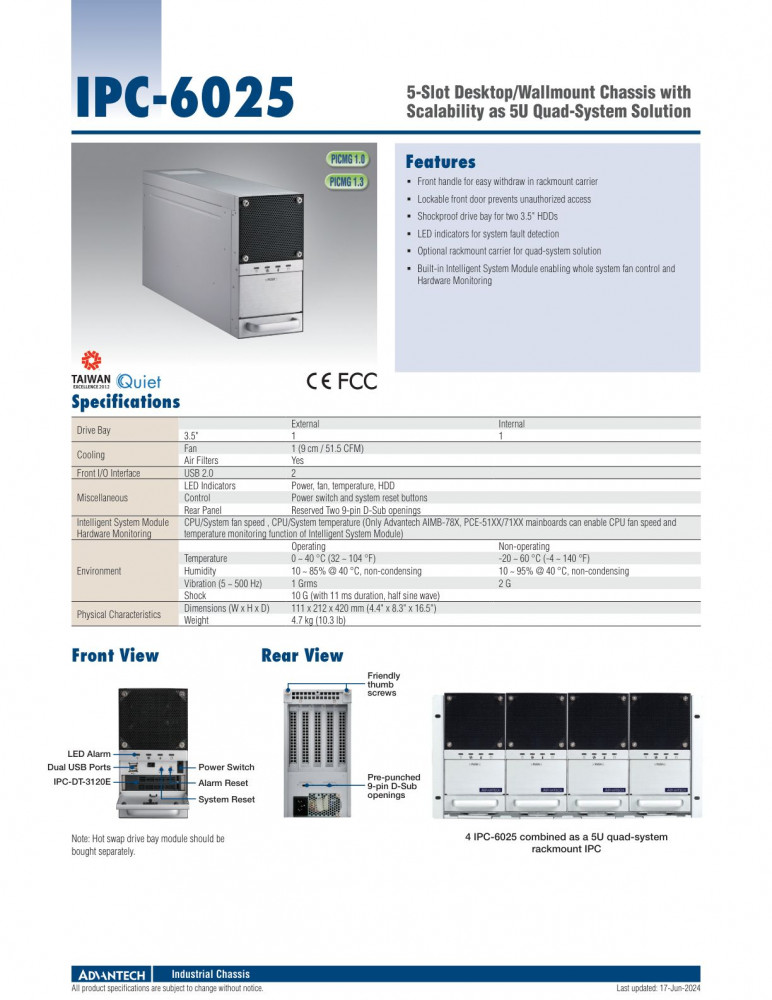 ADVANTECH IPC-6025 product documentation page 1