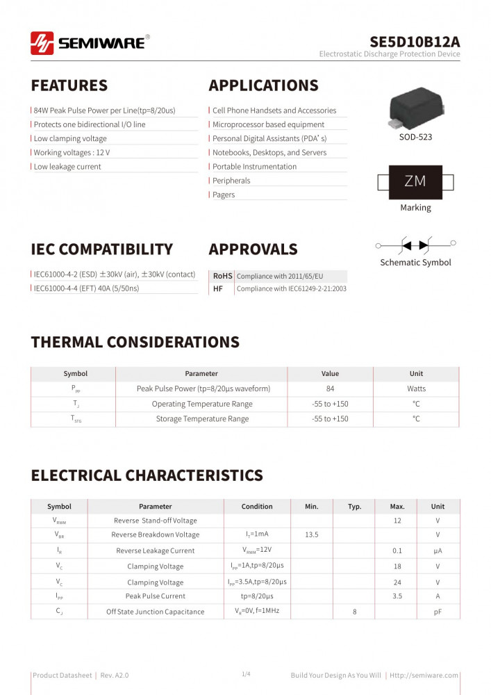 SE5D10B12A datasheet page 1