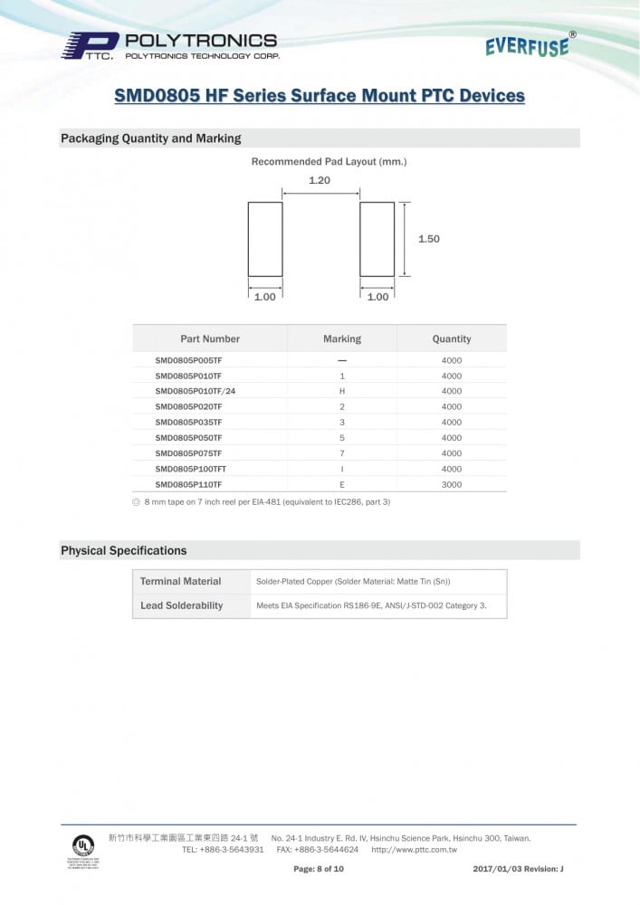 SMD0805P075TF datasheet page 8