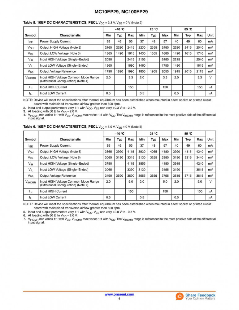 MC100EP29 datasheet page 4