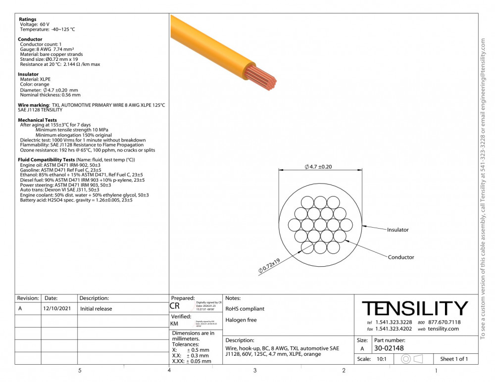Tensility International 30-02148 product drawing