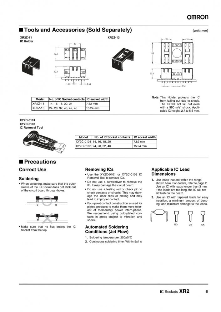 OMRON XR2A series document page 9