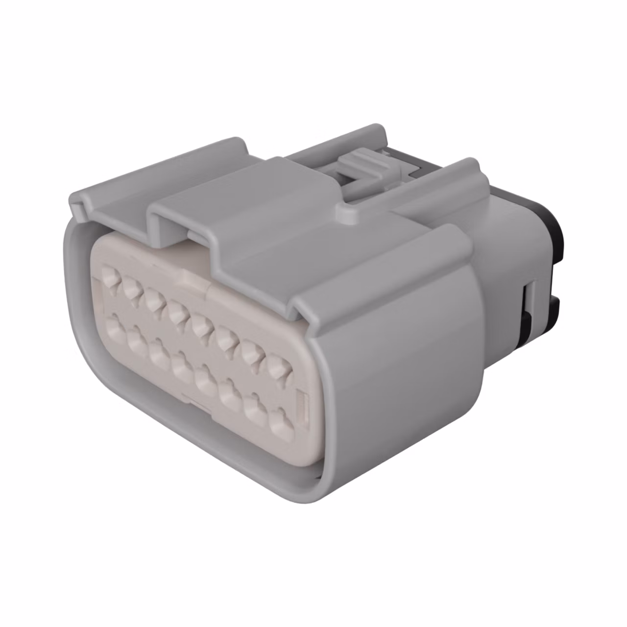 MX150 Mat-Sealed Female Connector Assembly, Dual Row, 16 Circuits, Keying Option D, with Clipslot, without Connector Position Assurance, Stone Gray for sale