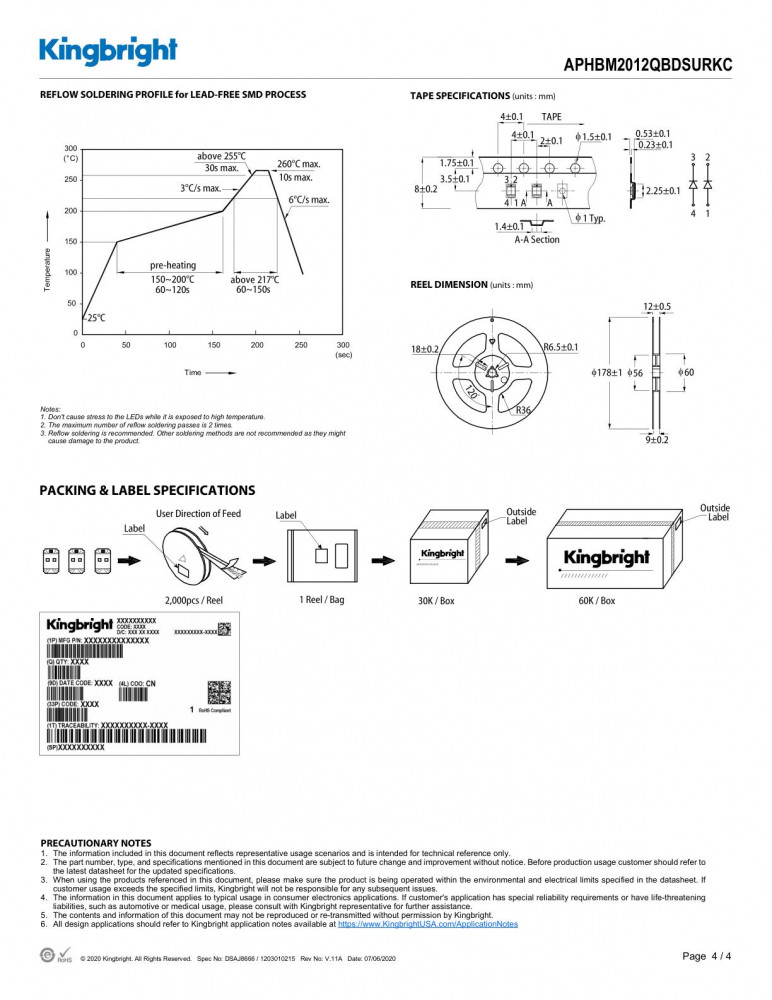 APHBM2012QBDSURKC datasheet page 4