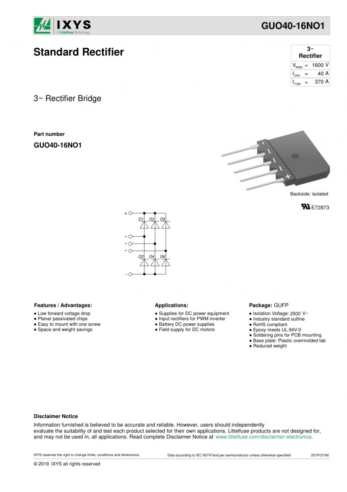 GUO40-16NO1 datasheet page 1