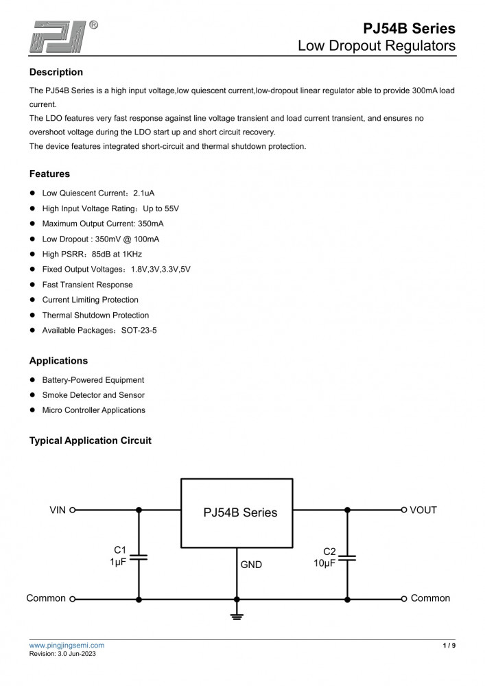 PJ54B datasheet page 1