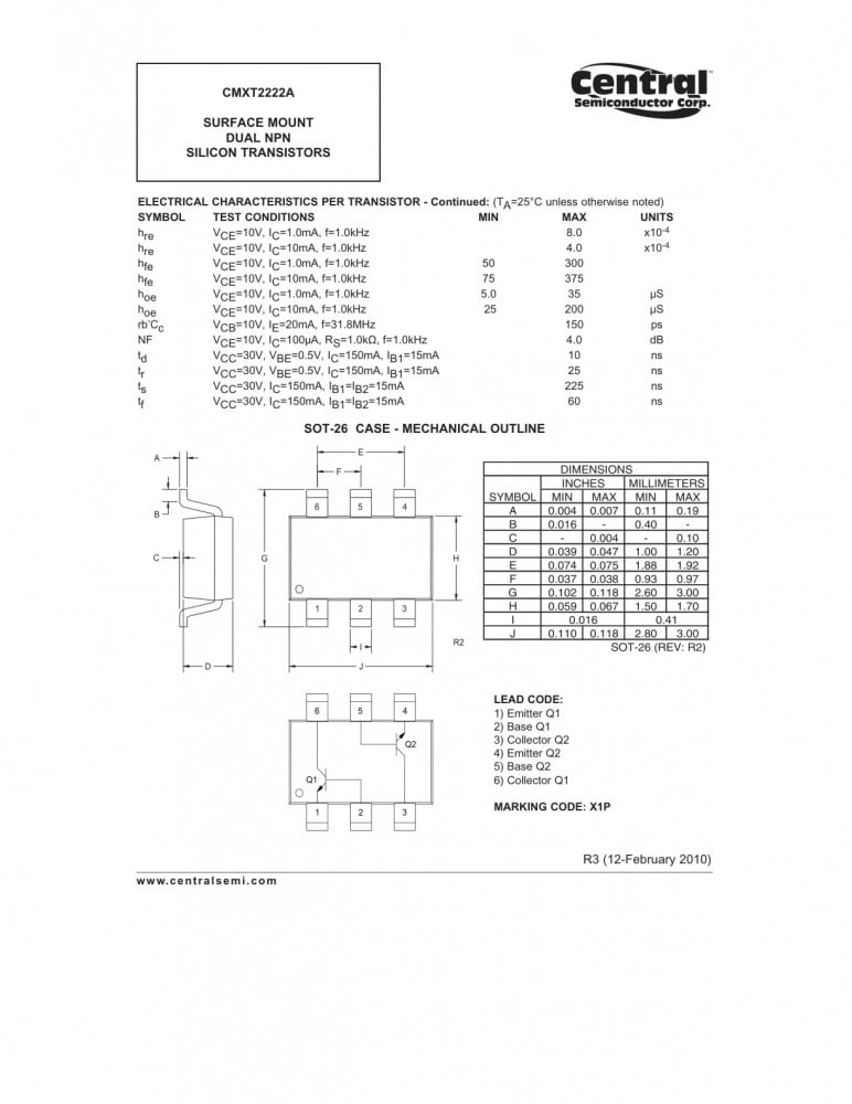 CMXT2222A datasheet page 2