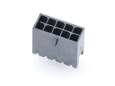 Micro-Fit+ Vertical Header, Through Hole, 3.00mm Pitch, Dual Row, 10 Circuits, 0.38µm Gold (Au) Plating, Glow-Wire Capable, Black, Tape and Reel