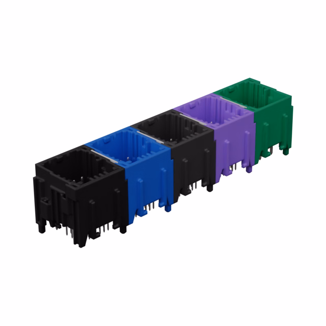 stAK50h 5 Bay Vertical Hybrid Header, 153 Circuits, Bay 1: 32 Circuits/Key 1/Black; Bay 2: 32 Circuits/Key 2/Blue; Bay 3: 32 Circuits/Key 3/Dark Gray; Bay 4: 32 Circuits/Key 4/Purple; Bay 5: 25 Circuits/Key 1/Green; Tube for sale