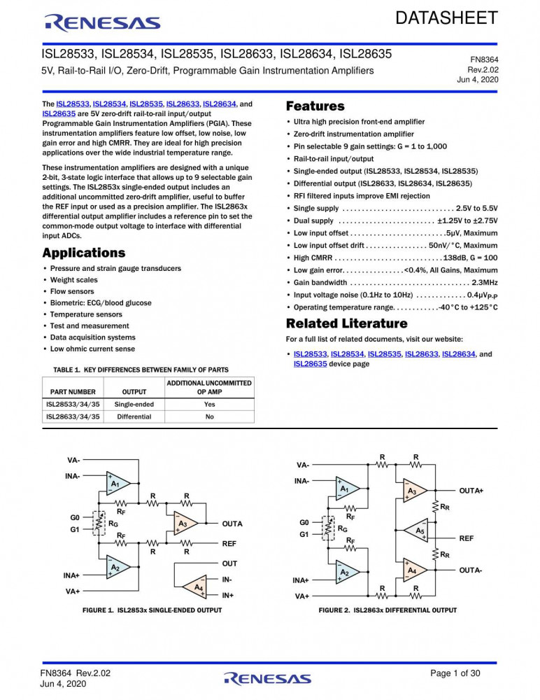 ISL28634 datasheet page 1