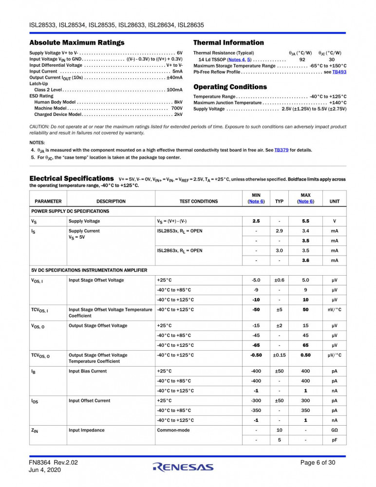 ISL28634 datasheet page 6