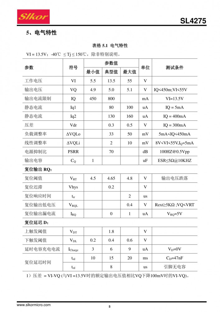 SL4275 datasheet page 5