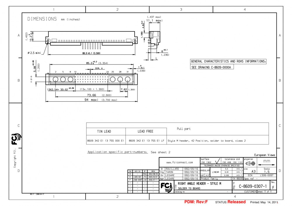 Amphenol DIN 8609 drawing page 1