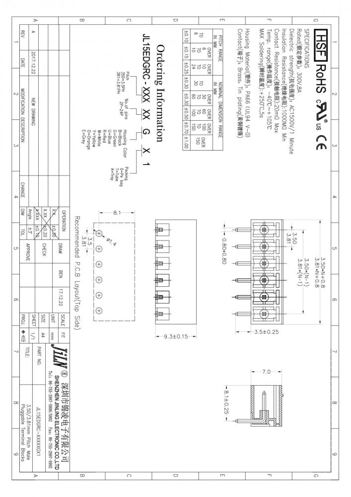 JL15EDGRC-35003G01 technical drawing and specification page