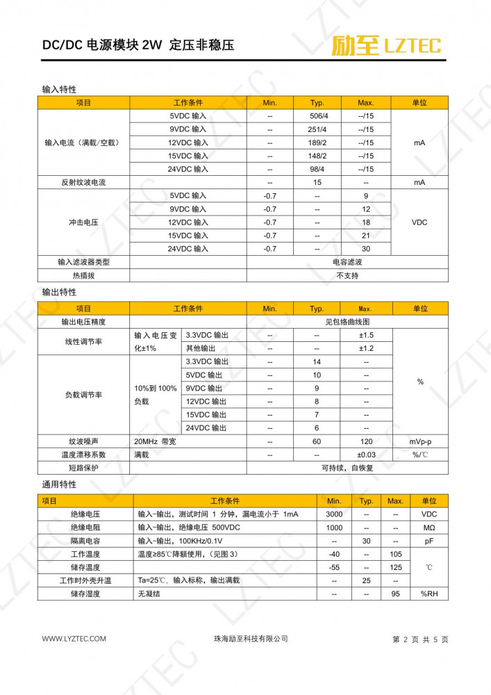 F1209S-2WR3 datasheet page 2