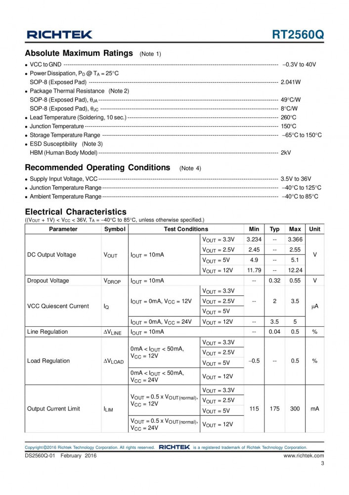 RT2560Q datasheet page 3