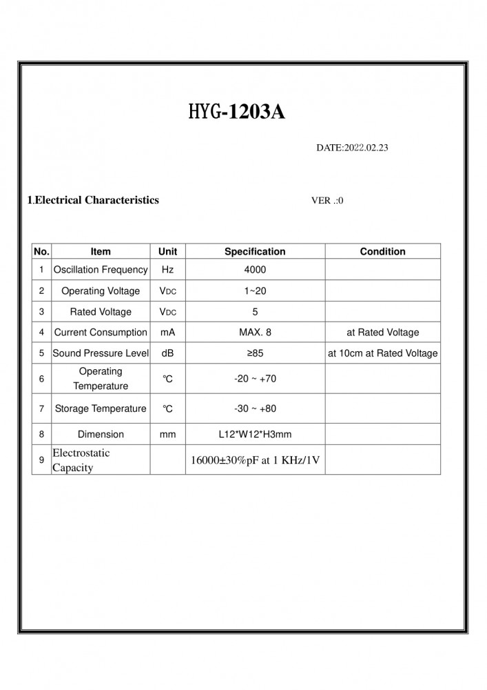 HYG-1203A specification page 2