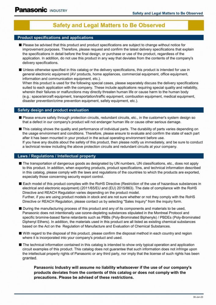 PANASONIC TPB series datasheet page 3