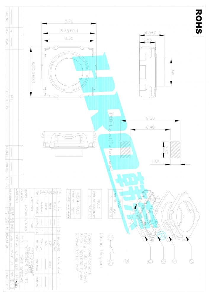 K2-8816SP-A6SW-01 technical document page