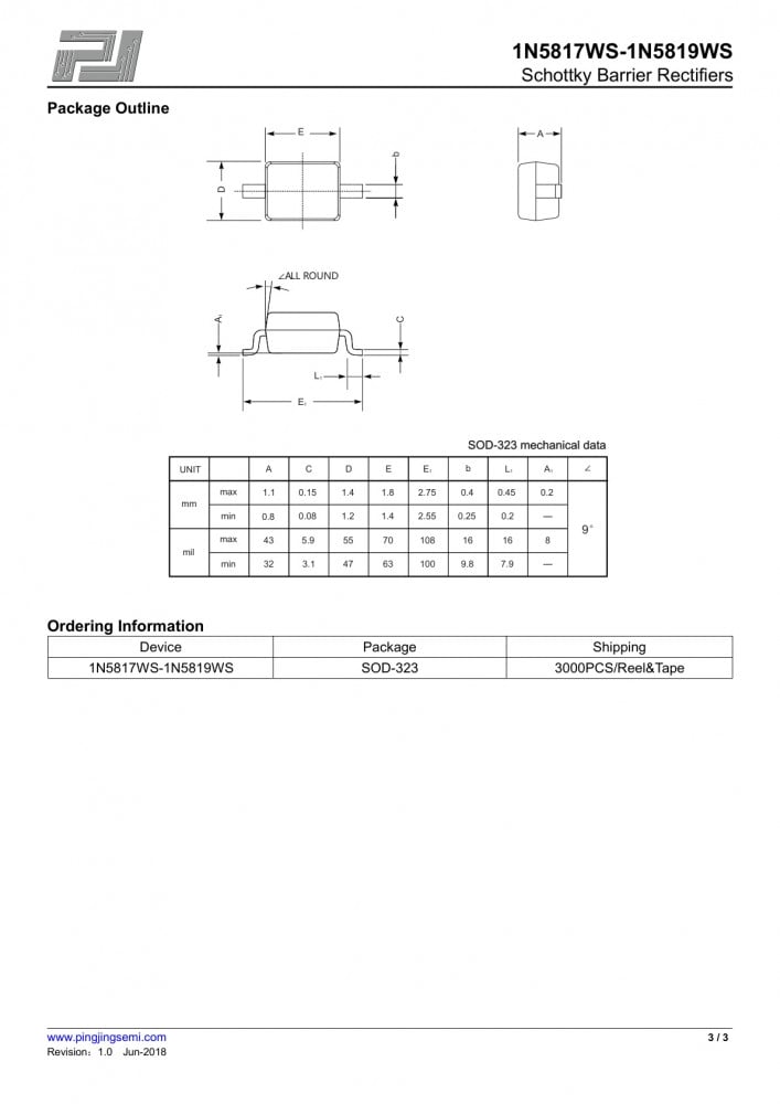 PJSEMI 1N5819WS datasheet page 3