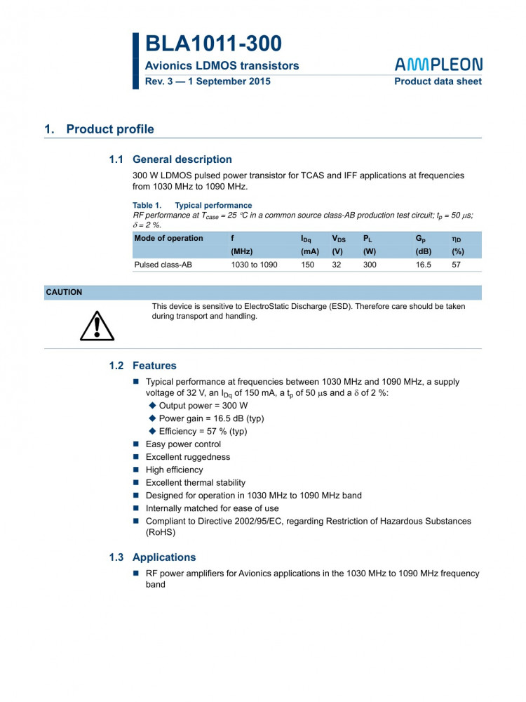 BLA1011-300 datasheet page 1