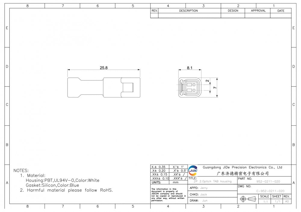 JIDC 952-0211-020 technical drawing