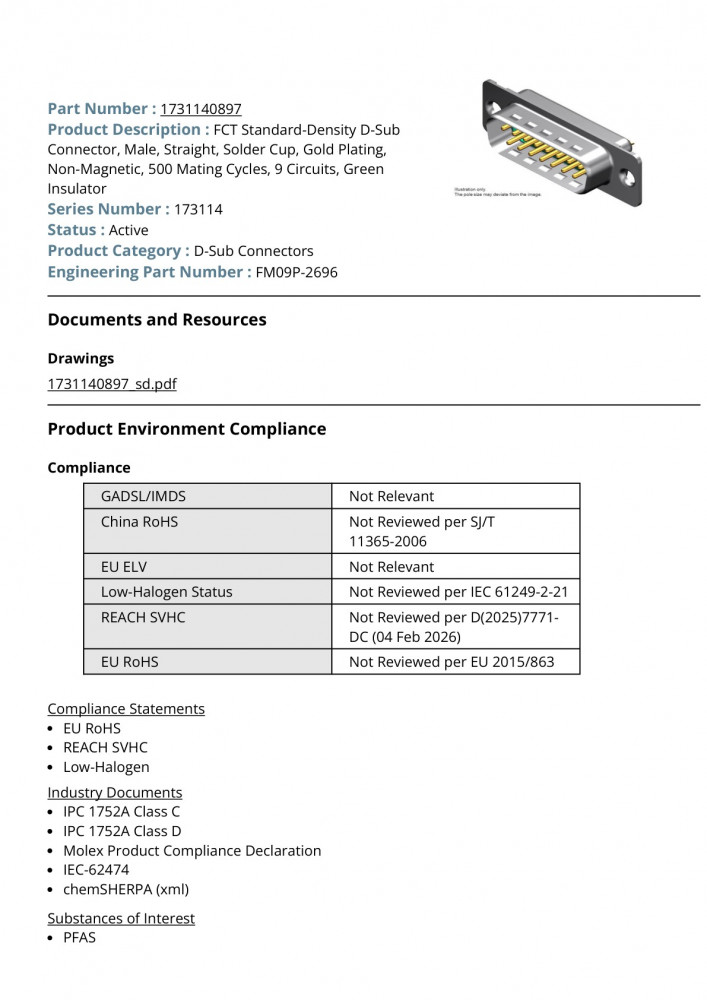 MOLEX 1731140897 drawing page 1