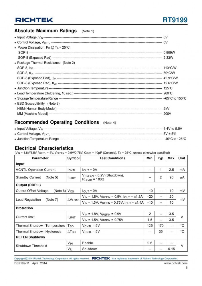 RT9199 datasheet page 5