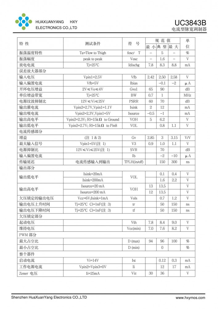 UC3843B-HXY datasheet page 3