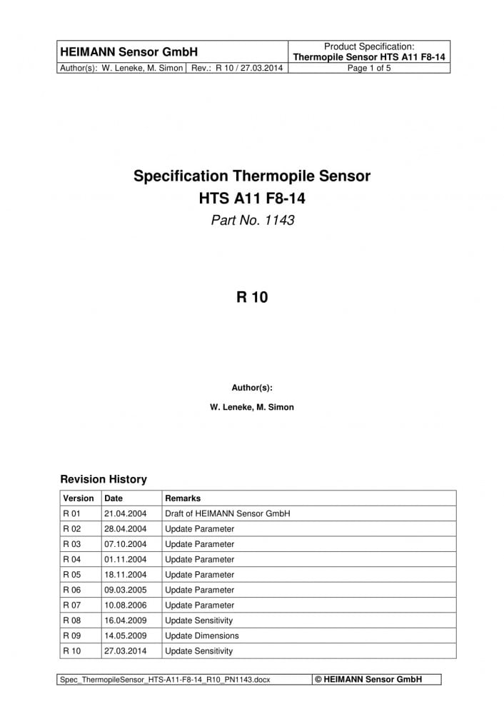 HTS A11 F8-14 datasheet page 1