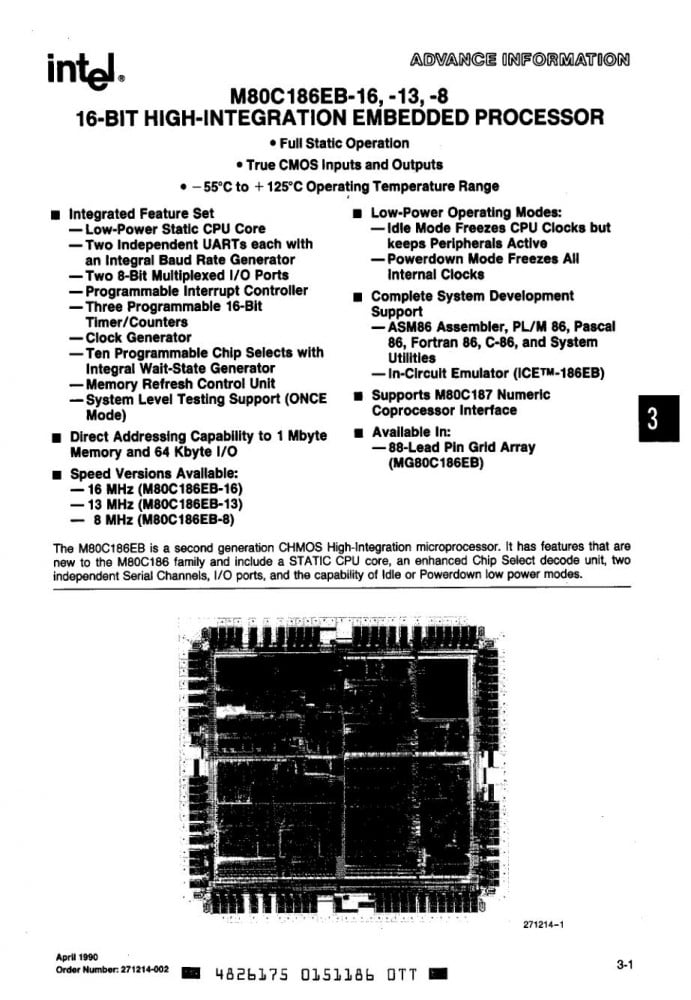 AMD M80C186EB datasheet page 1