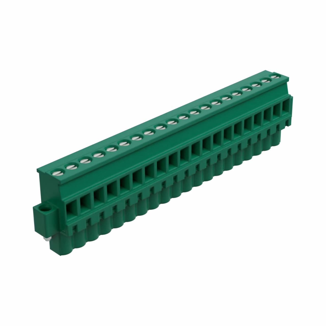 5.00mm Pitch Eurostyle Vertical Plug, with Retention Screws and Reverse Imprinting, Rear Wire Entry, Green Housing, 20 Circuits for sale