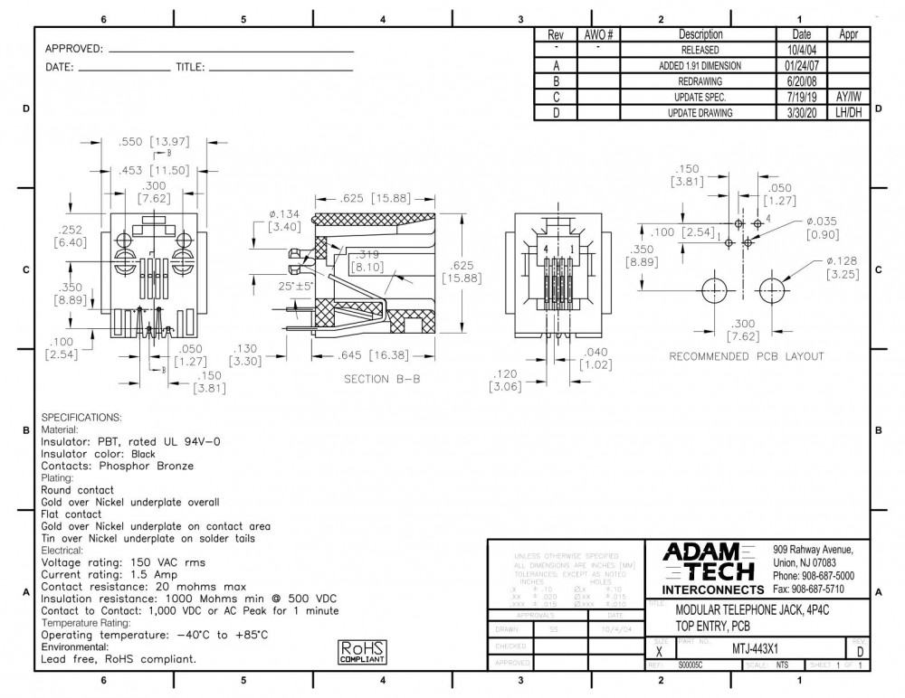 MTJ-443X1 product documentation image