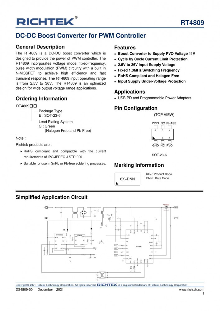 RT4809 datasheet page 1