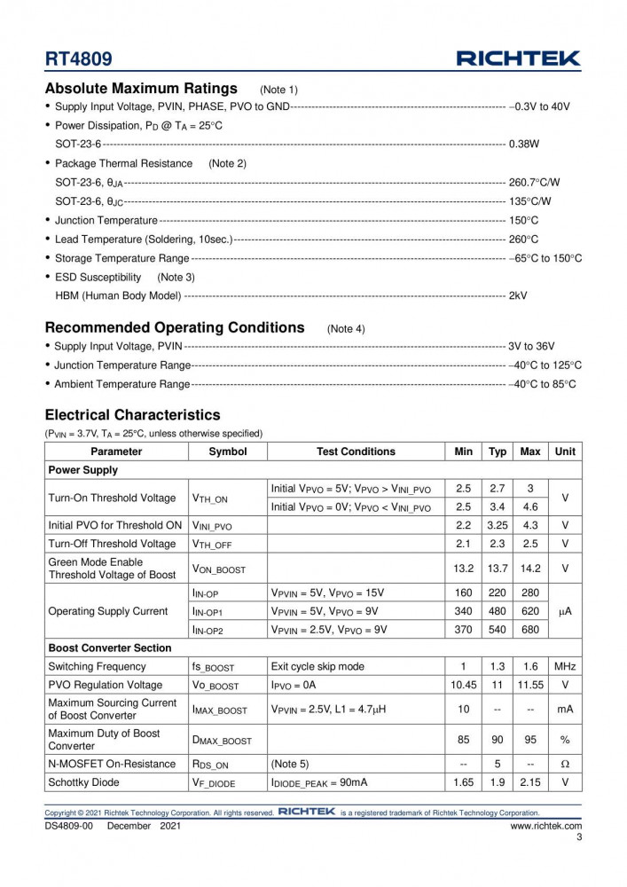 RT4809 datasheet page 3