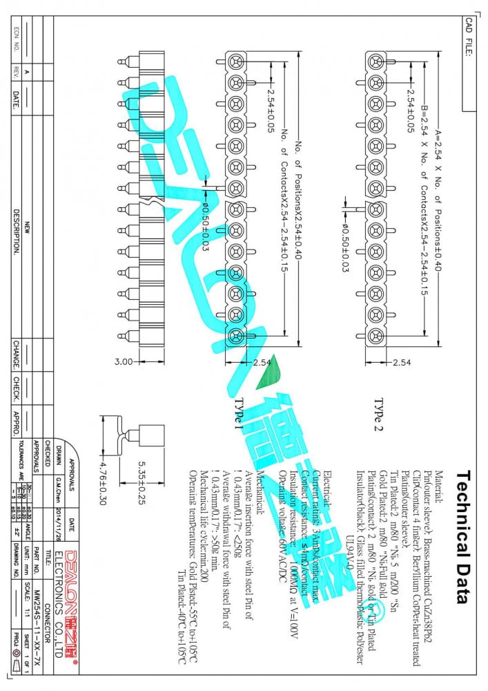 DEALON MW254S-11-09-72 technical drawing preview