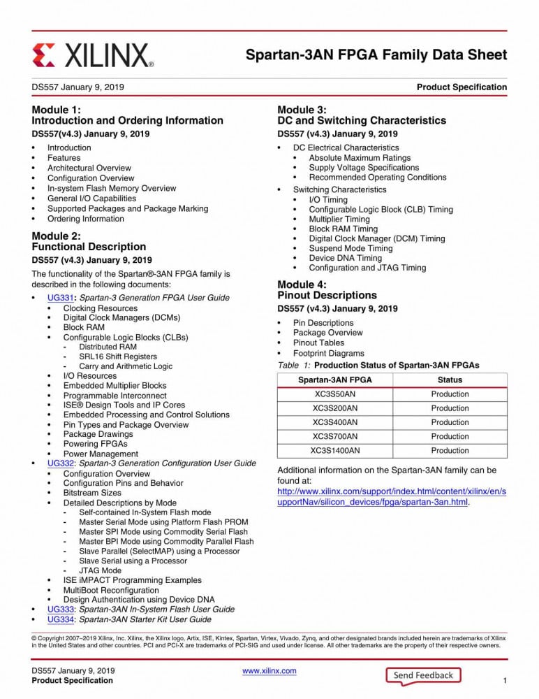 Spartan-3AN documentation page 1