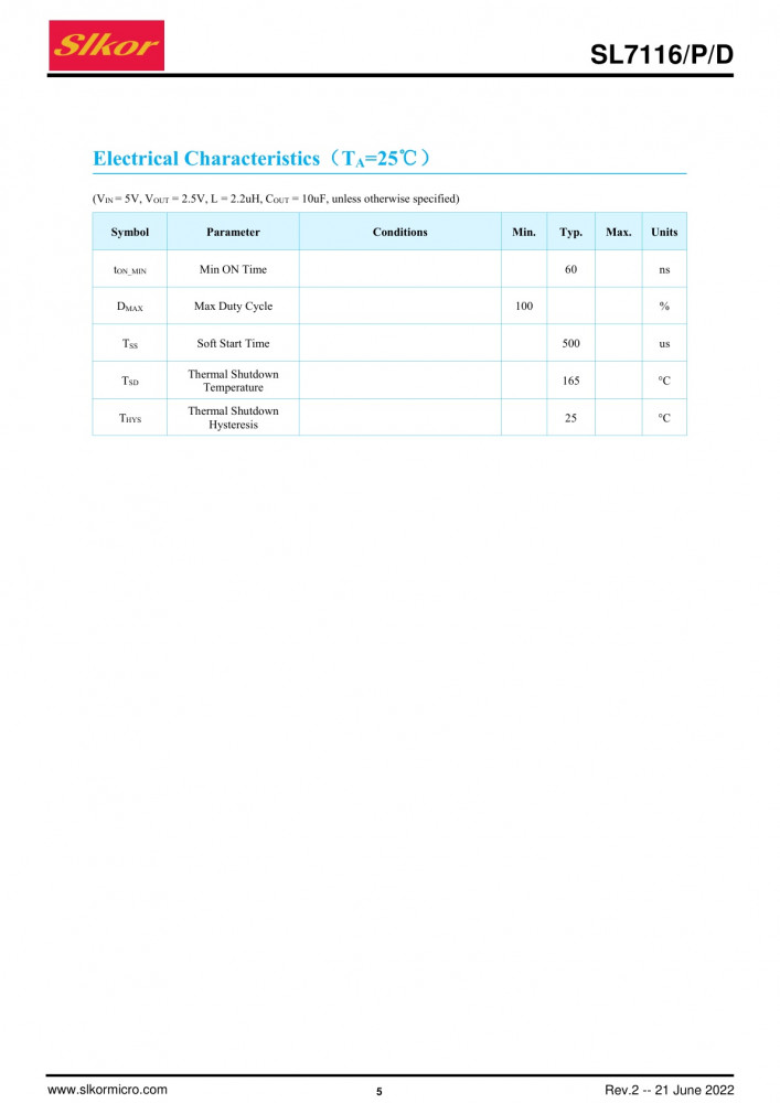 SL7116 datasheet page 5