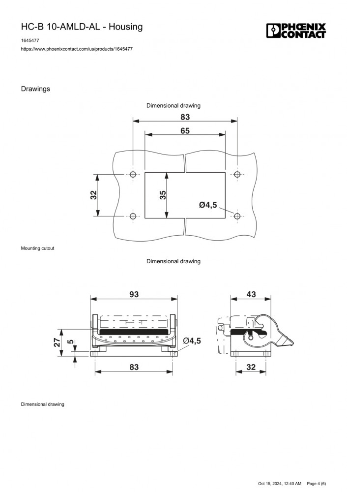 Phoenix Contact 1645477 dimensions drawing