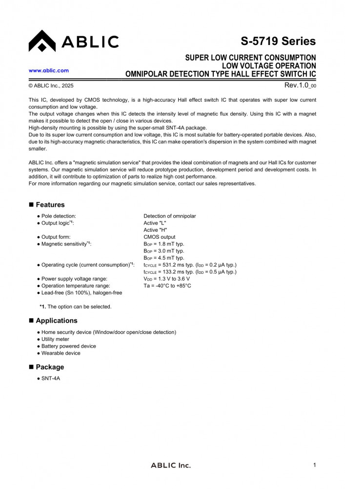 S-5719 datasheet page 1