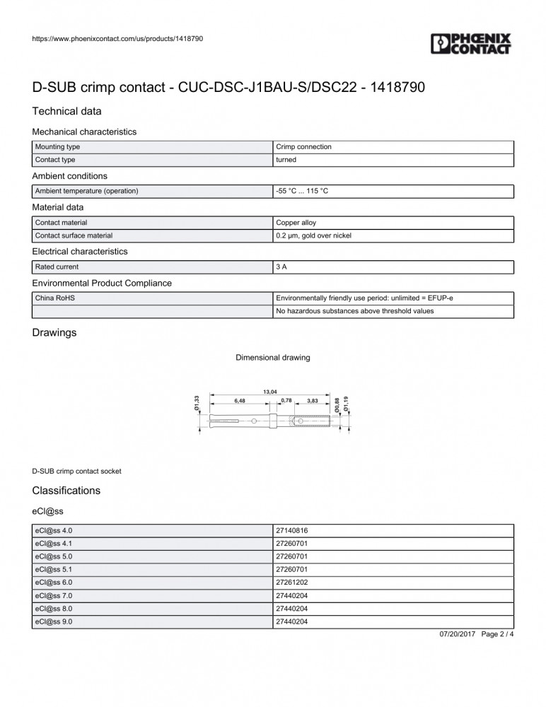 Phoenix Contact 1418790 technical document page 2