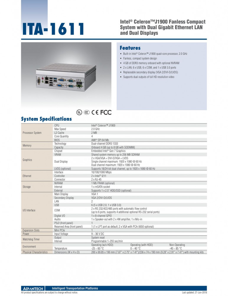 ITA-1611-00A1E technical document page 1