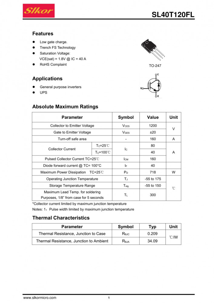 SL40T120FL datasheet page 1