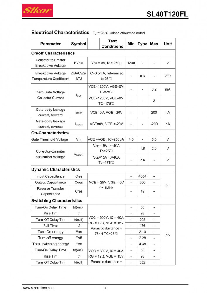 SL40T120FL datasheet page 2